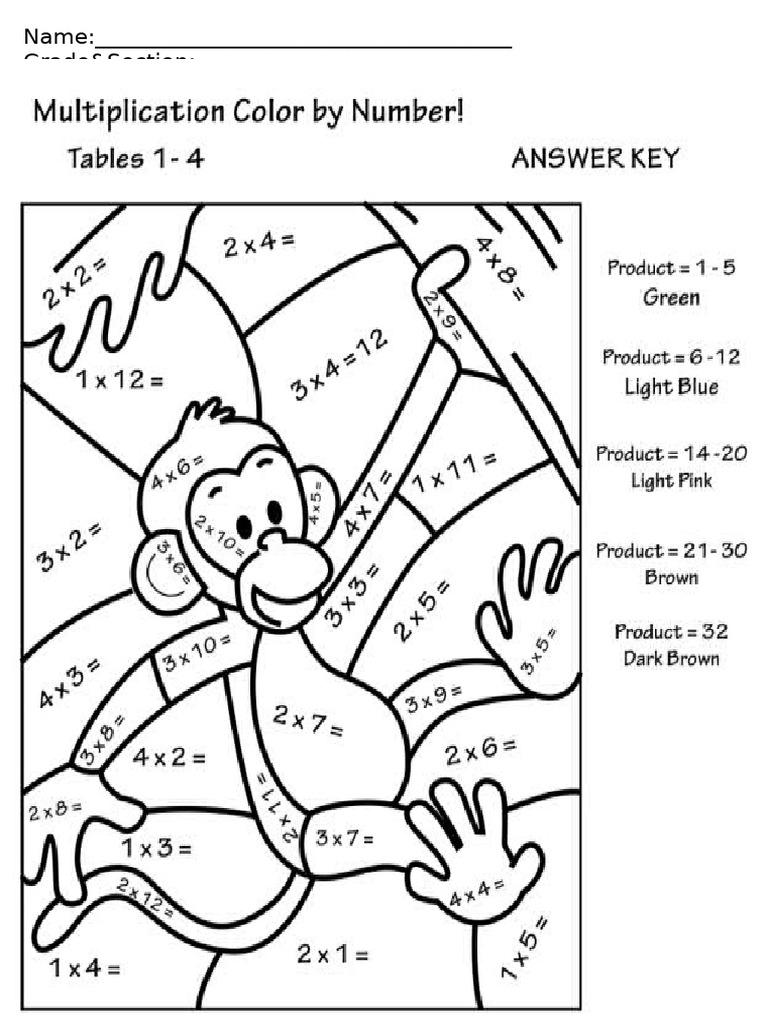 Multiplication Color-Monkey | PDF