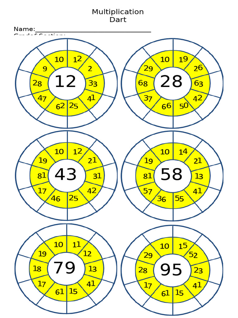 Dart Multiplication Table | PDF