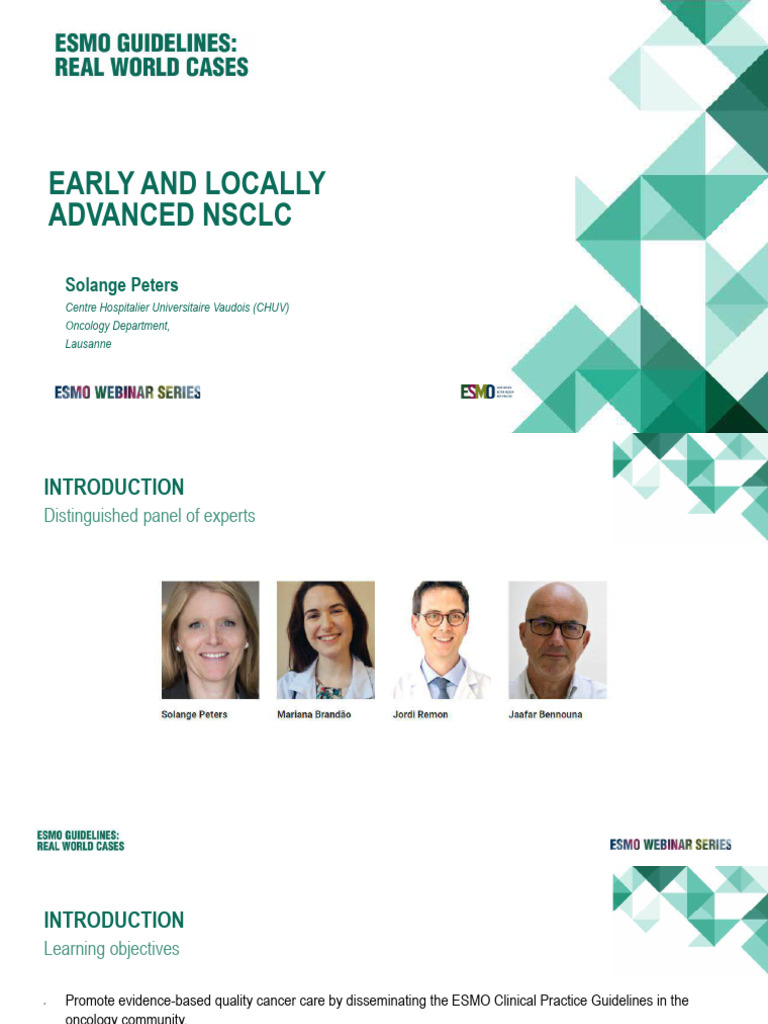 ESMO Webinar ESMO Guidelines Real World Cases Metastatic Early and Locally Advanced NSCLC 2022 ...