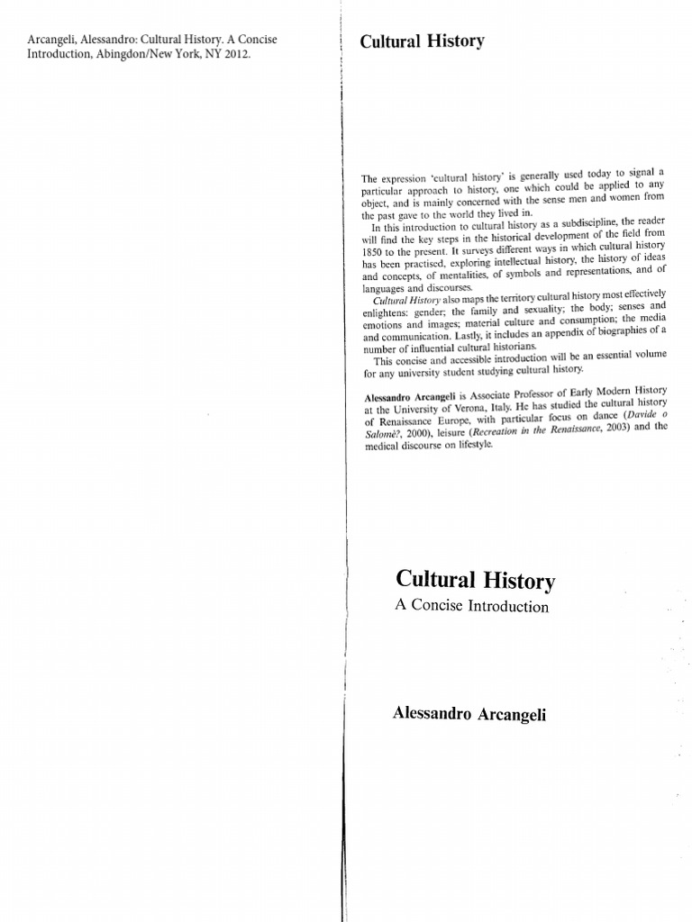 Cultural History: A Concise Introduction | PDF