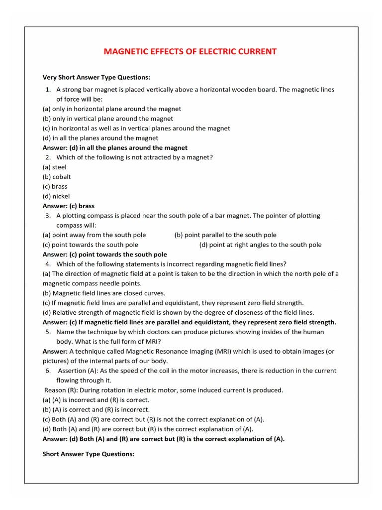 Magnetic Effect of Electric Current | PDF