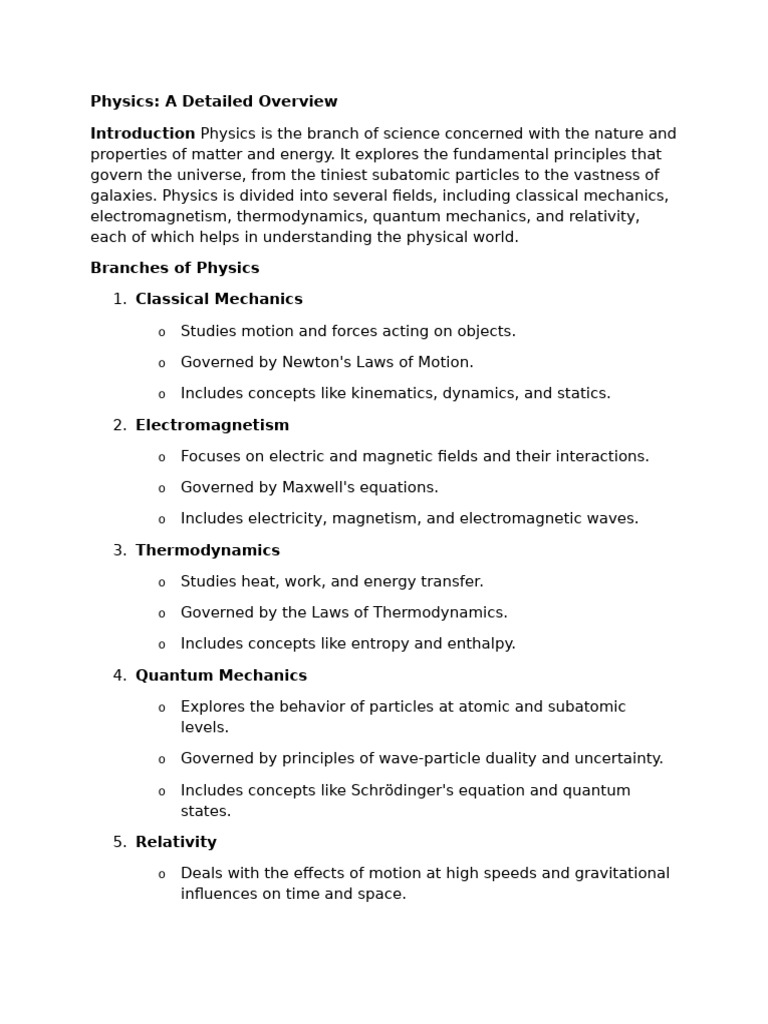 Overview of Physics and Its Branches | PDF