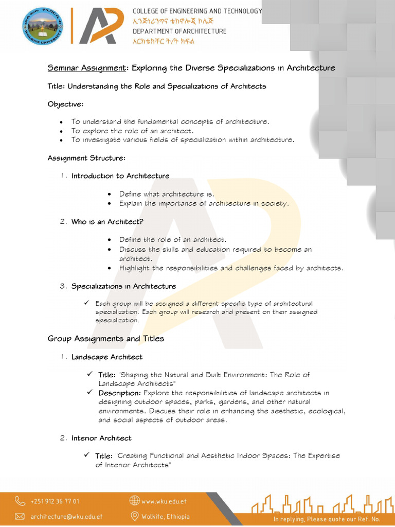 Professional Practice Assignment Seminar | PDF | Landscape | Architect