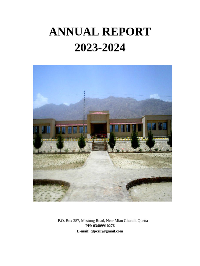 PCSIR Quetta Annual Report 2023-2024 | PDF | Copper | Ore