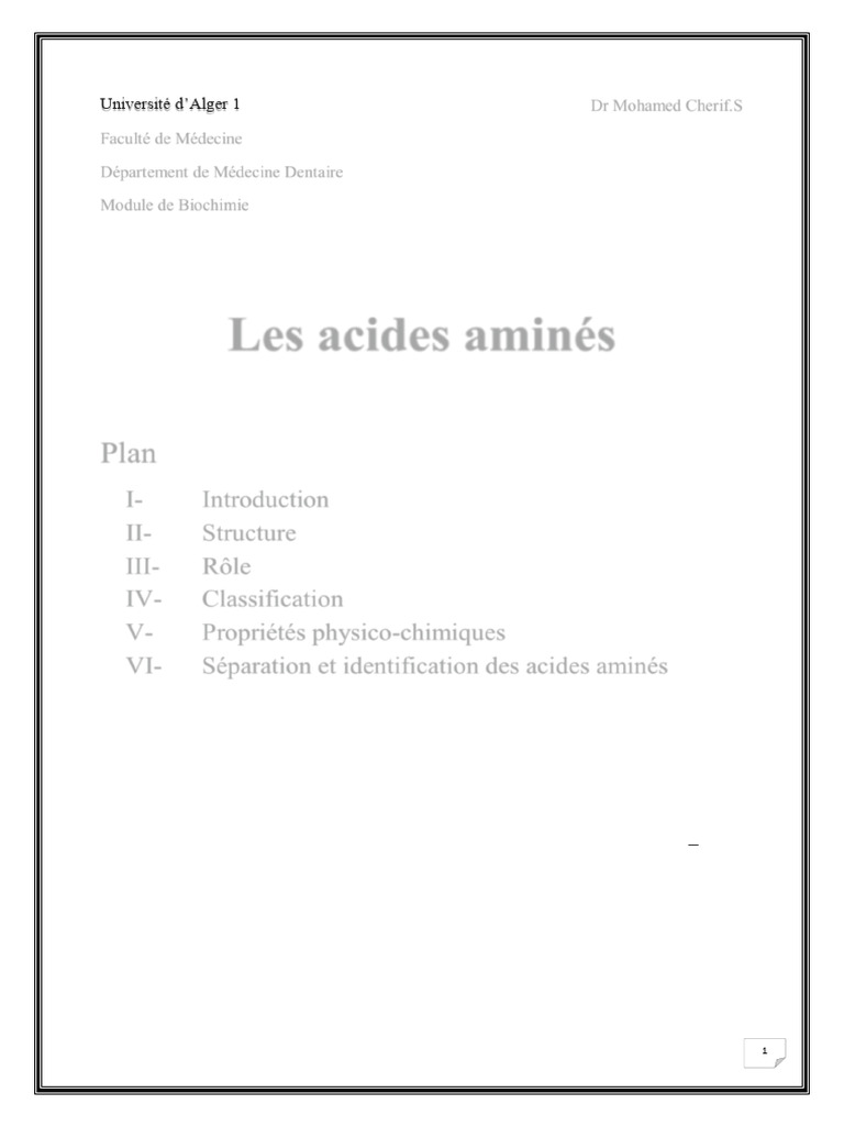 Acides Aminés : Structure et Rôles | PDF | Acide aminé | Protéines
