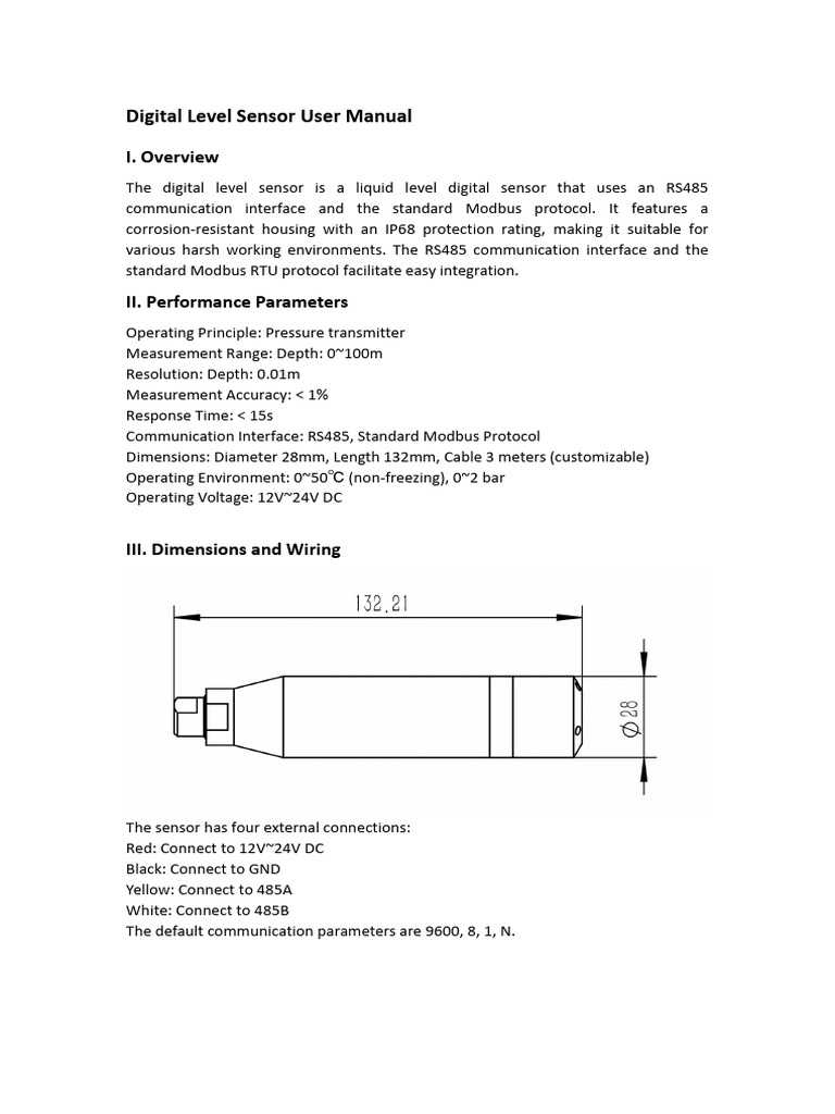 Digital Level Sensor User Manual | PDF | Sensor | Computer Engineering
