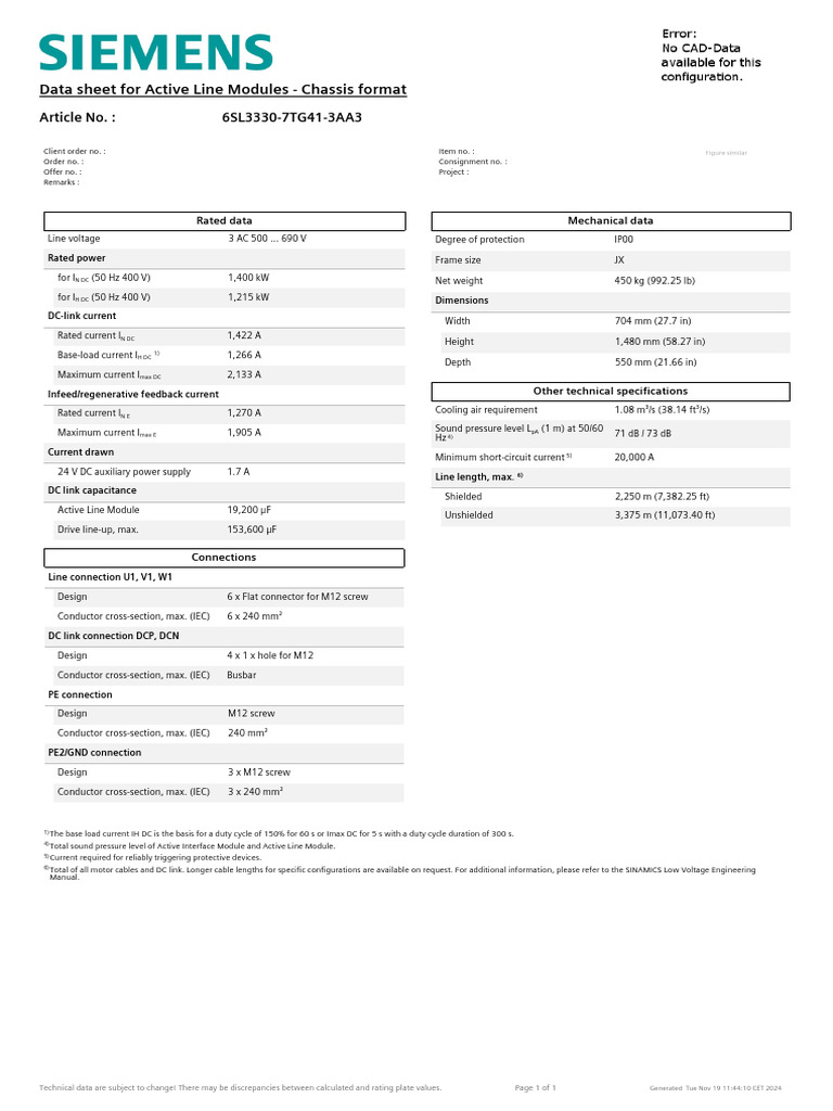 Active Line Module Data Sheet | PDF | Power Supply | Manufactured Goods