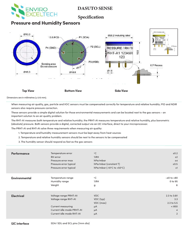 Pressure-Rht Datasheet en 1 | PDF | Sensor | Humidity