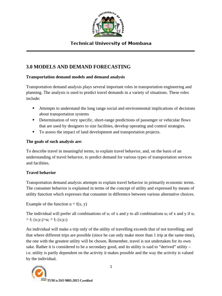 3.0 Models and Demand Forecasting | PDF | Dependent And Independent Variables | Regression Analysis