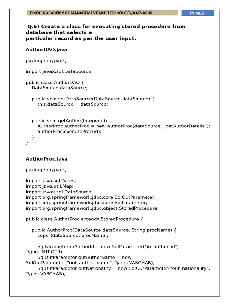 Execute Stored Procedure for Author Details | PDF | Parameter (Computer Programming) | Data ...