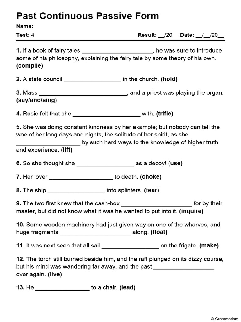 Grammarism Past Continuous Passive Test 4 1402033 | PDF