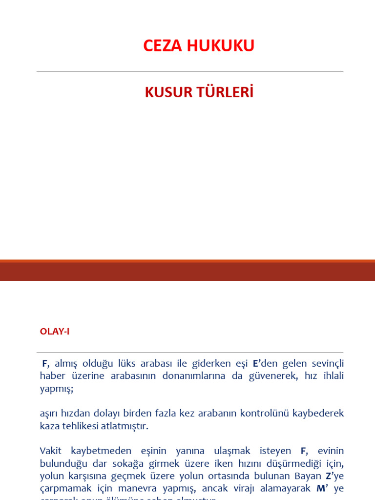 Ceza Hukuku - Kusur Türleri | PDF