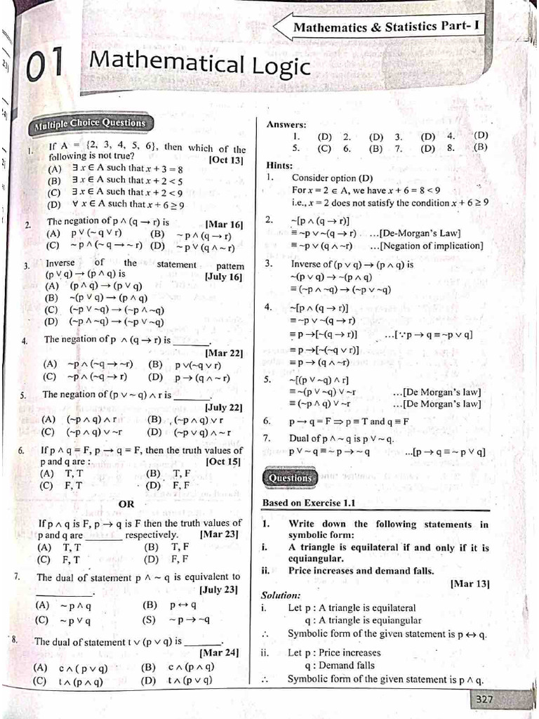 Maths Part 1 PYQ'S | PDF
