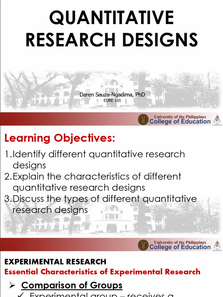 EDRE 101 - Quantitative Research | PDF | Experiment | Scientific Method