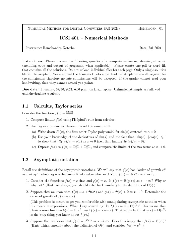 Numerical Methods Homework 01 Guide | PDF | Function (Mathematics ...