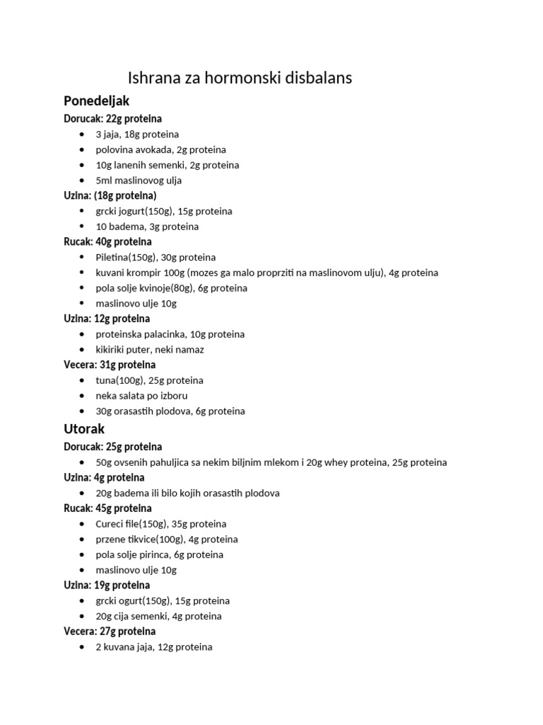Ishrana za hormonski disbalans | PDF