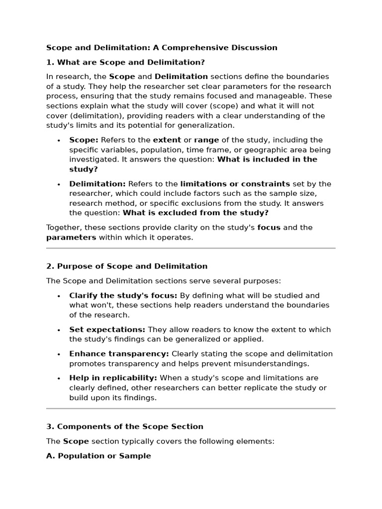 7Scope and Delimitation of the Study | PDF | Sampling (Statistics ...