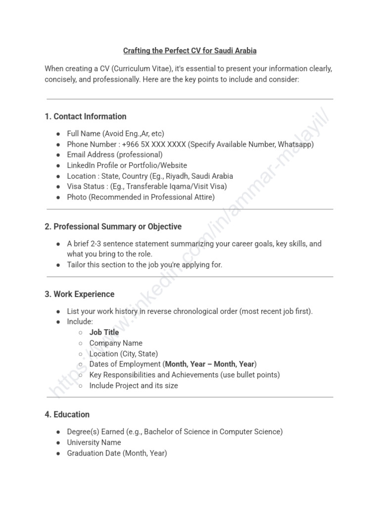 Crafting The Perfect CV For Saudi Arabia | PDF | Human Communication