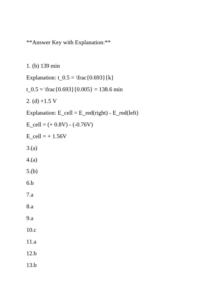 Chemistry Exam Solutions | PDF