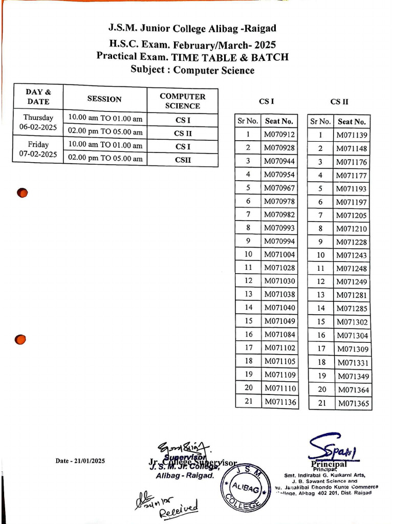 CS Time Table & Batches | PDF