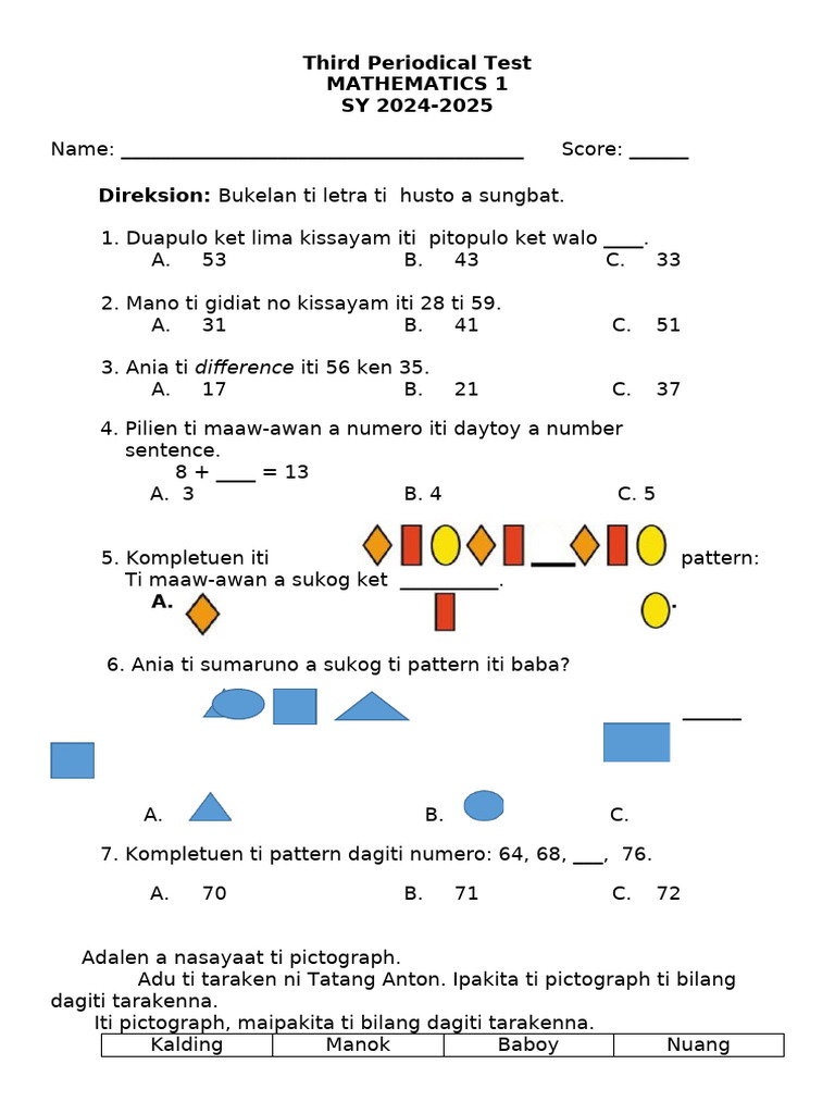 q3 PT Mathematics | PDF