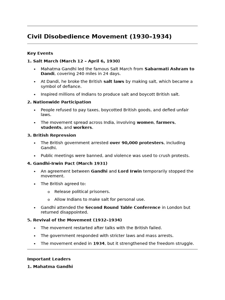 Civil Disobedience Movement | PDF | Mahatma Gandhi | Nonviolence