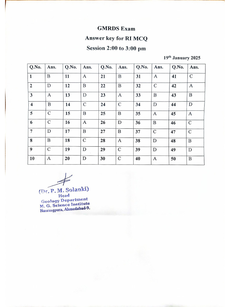 Answer Key RI-02 To 03 | PDF