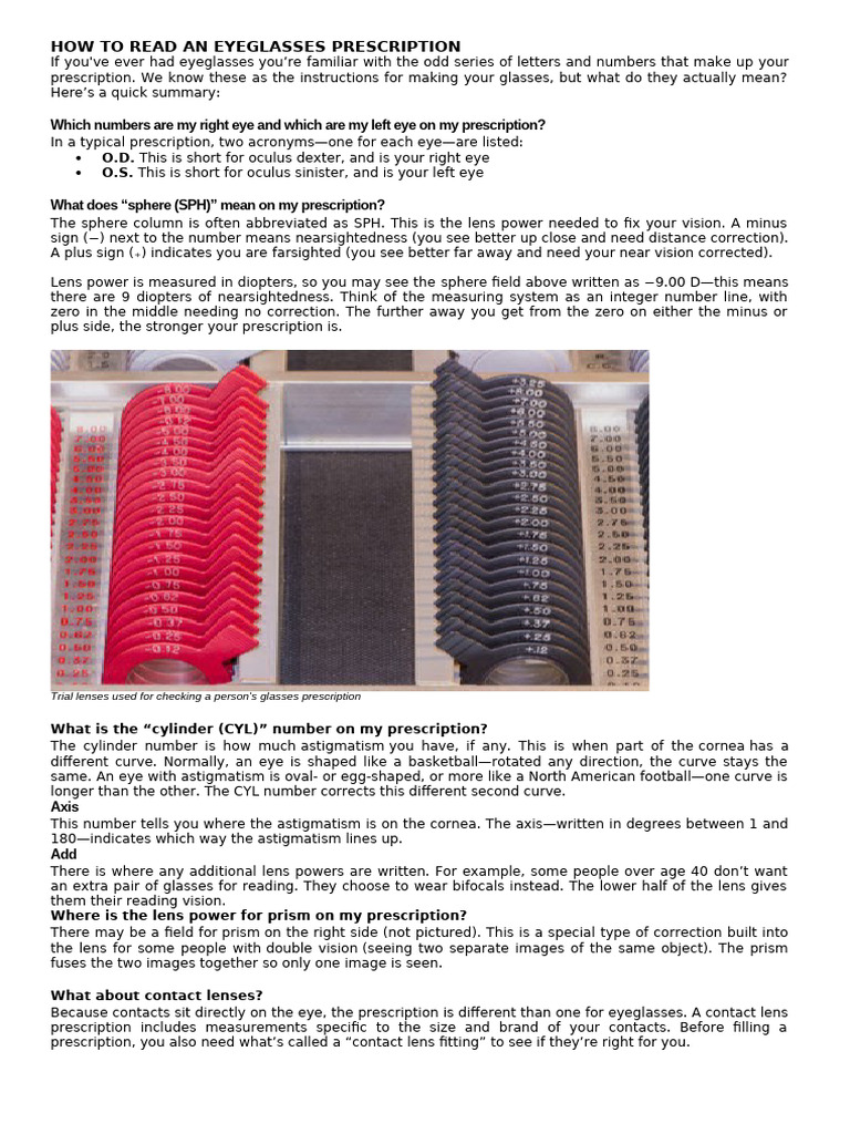 Eyeglasses Prescription | PDF | Glasses | Optometry