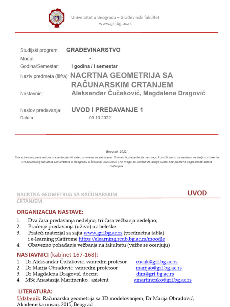 Uvod I Predavanje 1 | PDF