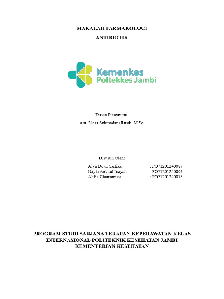 Makalah Farmakologi Antibiotik Kelompok | PDF