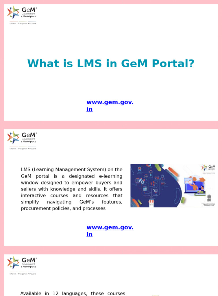 GeM Portal's Learning Management System | PDF