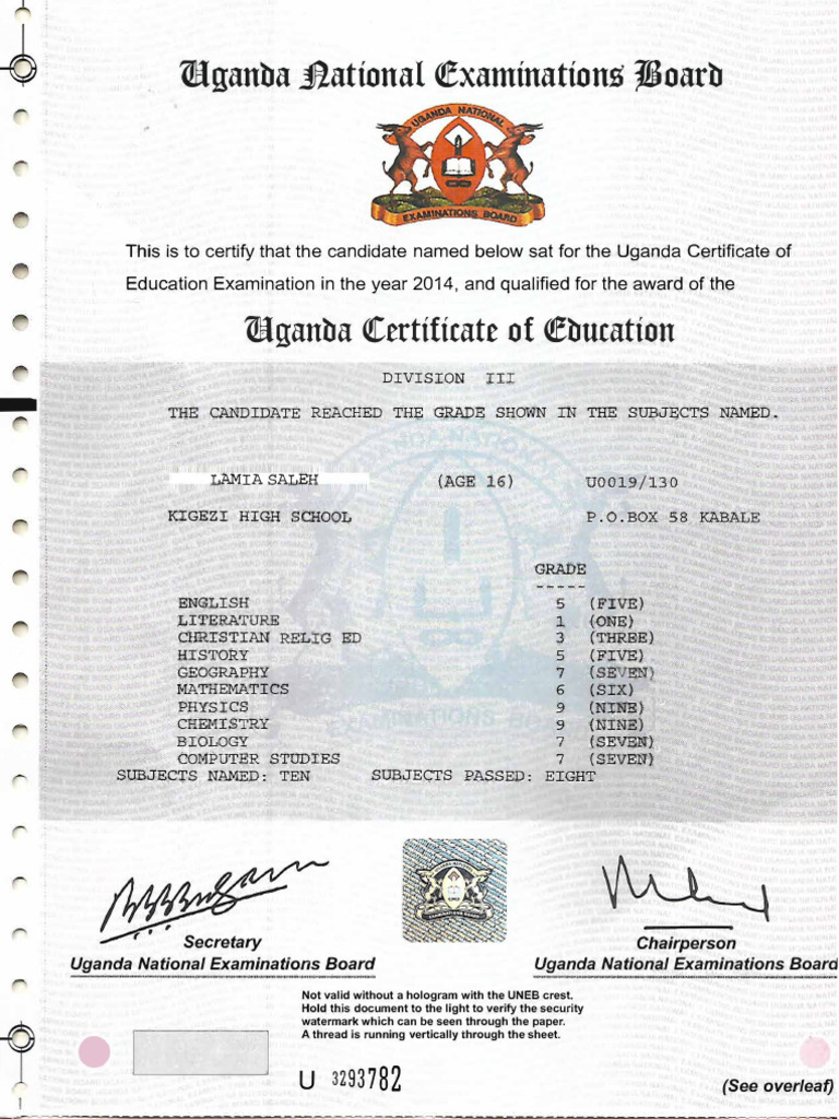 Uce Certificate | PDF