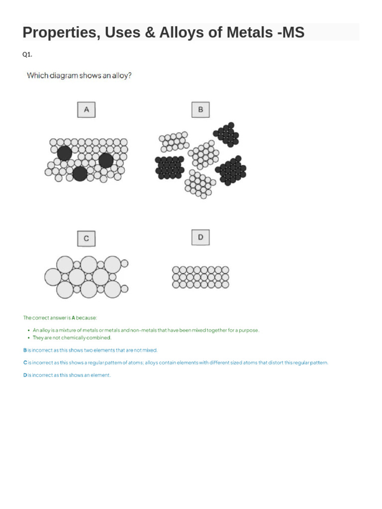 Properties, Uses & Alloys of Metals - MS | PDF