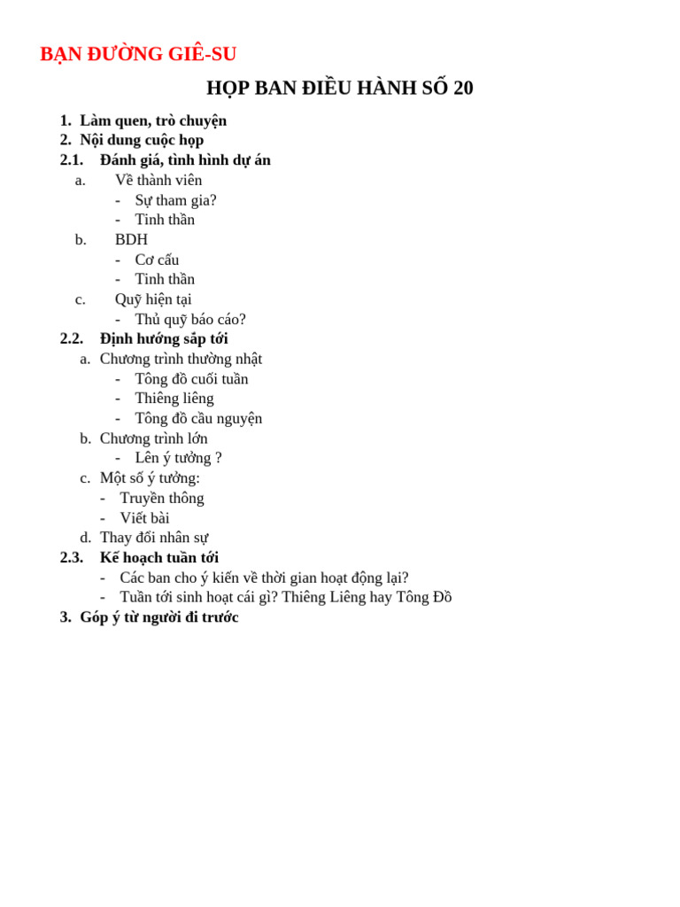 Họp bdh số 20 | PDF