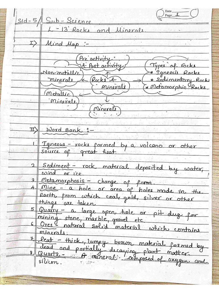 std-5_Science_L-13_Rocks_and_Minerals_notes_pdf_.1739883773 | PDF