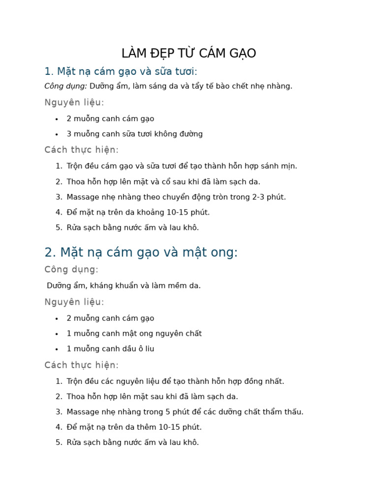 LÀM ĐẸP TỪ CÁM GẠO | PDF