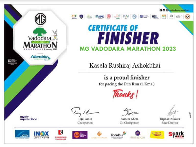 Certificate of Running Marathon | PDF
