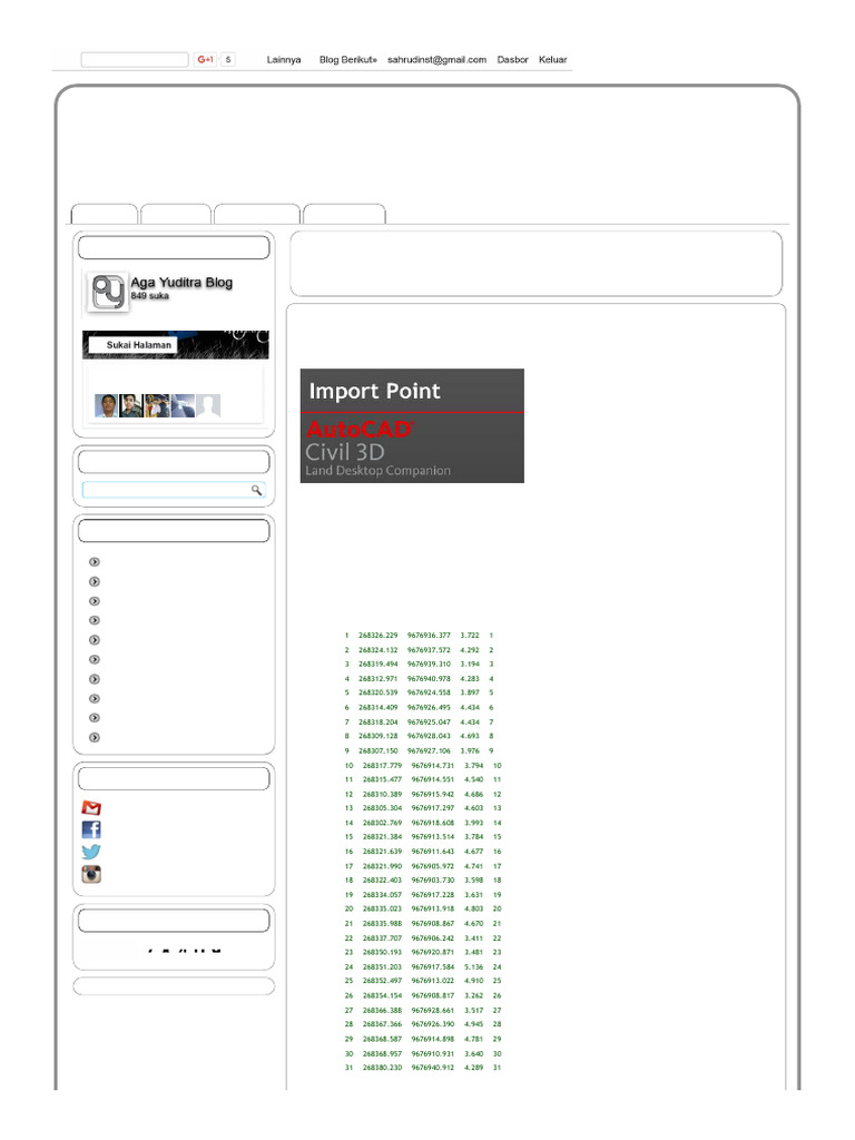 Aga Yuditra Blog - Tutorial Land Desktop Cara Import Point | PDF