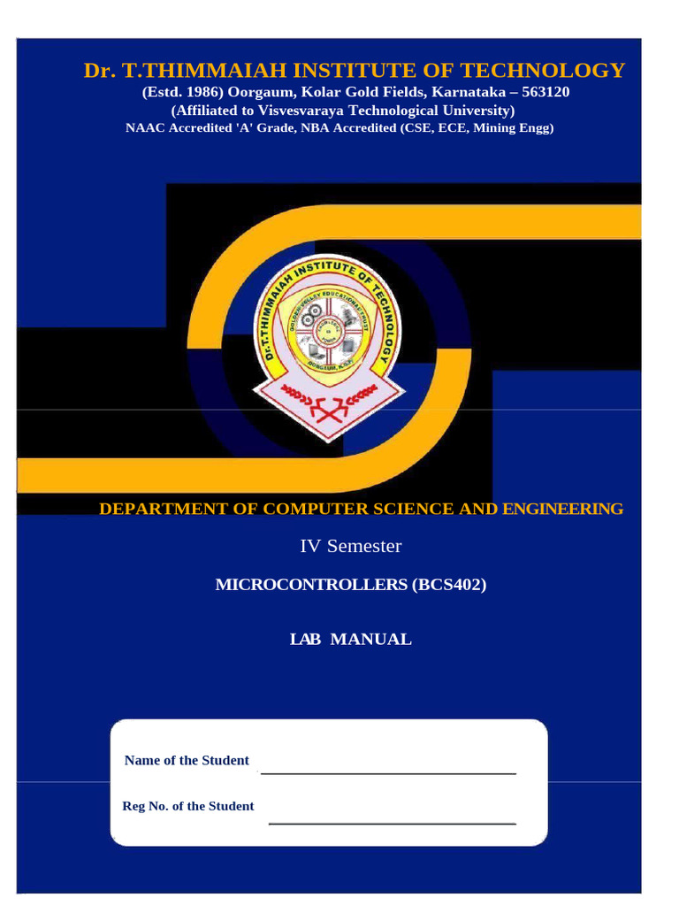 Microcontollers Lab Manual BCS402 | PDF | Central Processing Unit | Microcontroller
