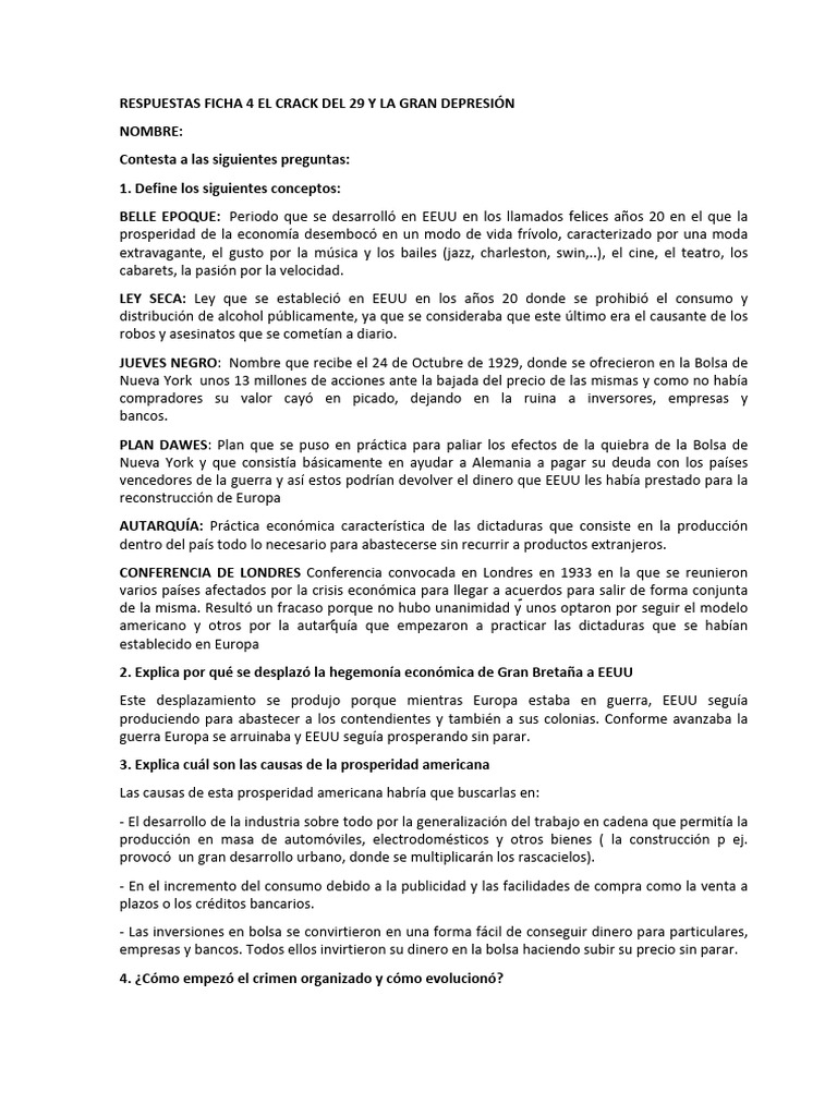 El Crack del 29 y la Gran Depresión | PDF | Nuevo acuerdo | Accidente ...