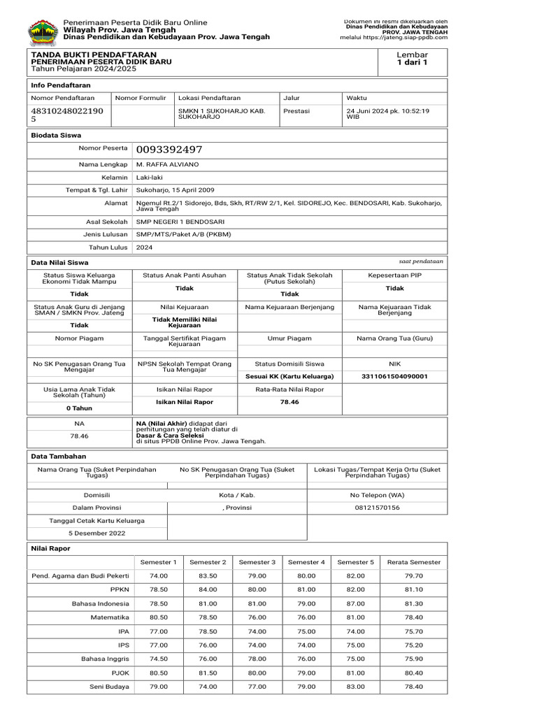 Tanda Bukti Pendaftaran_ 0093392497 _ M. RAFFA ALVIANO (2) | PDF