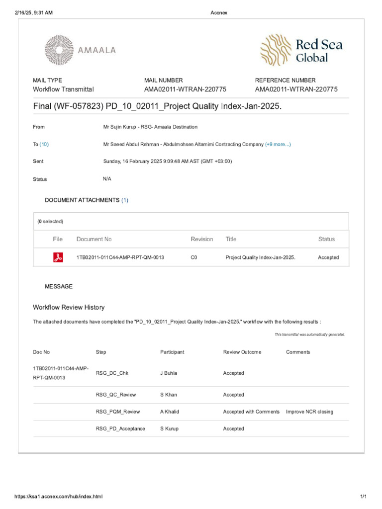 Aconex-Closed Out | PDF