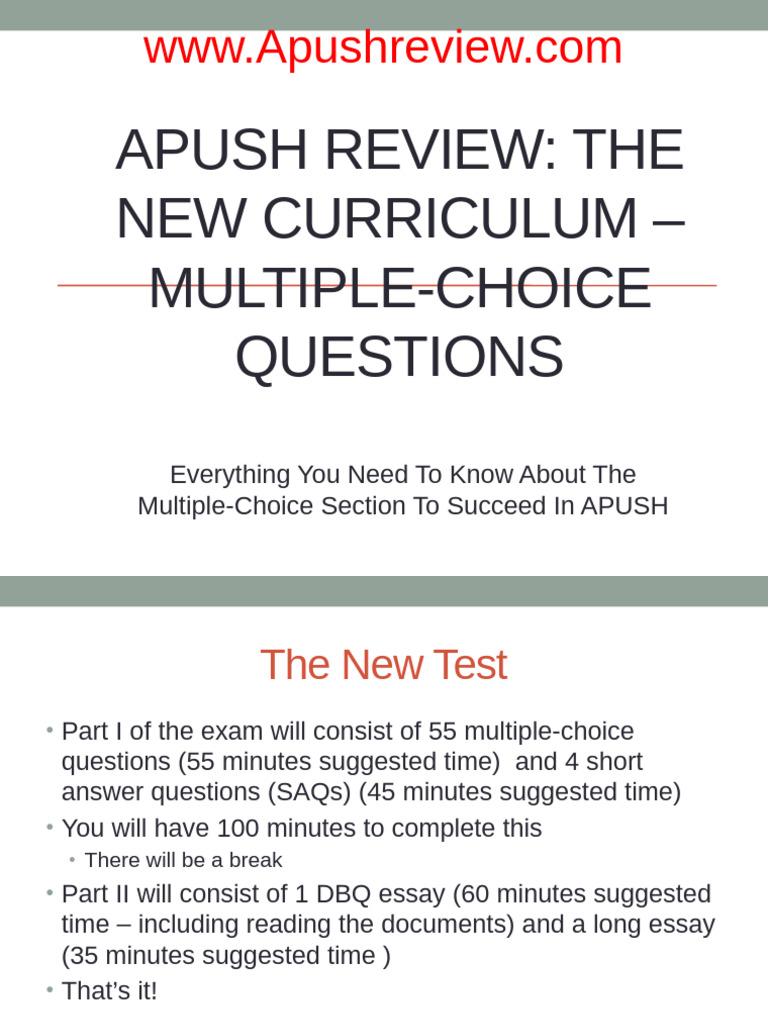 APUSH Multiple-Choice Exam Guide | PDF | Multiple Choice | Standardized ...
