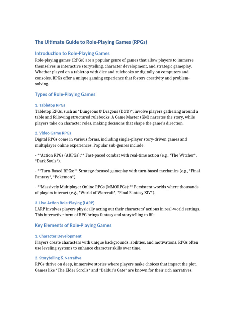 Ultimate Guide to RPGs | PDF | Role Playing Games | Entertainment