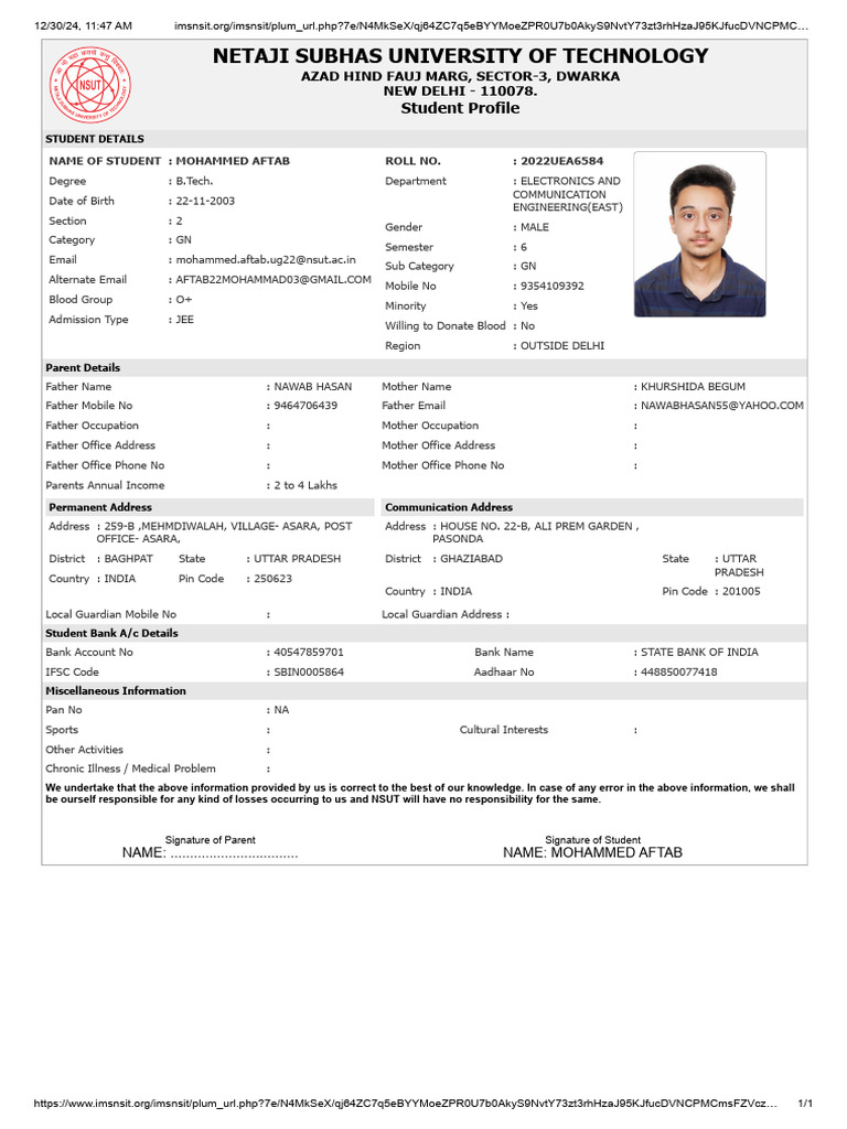 Student Profile | PDF