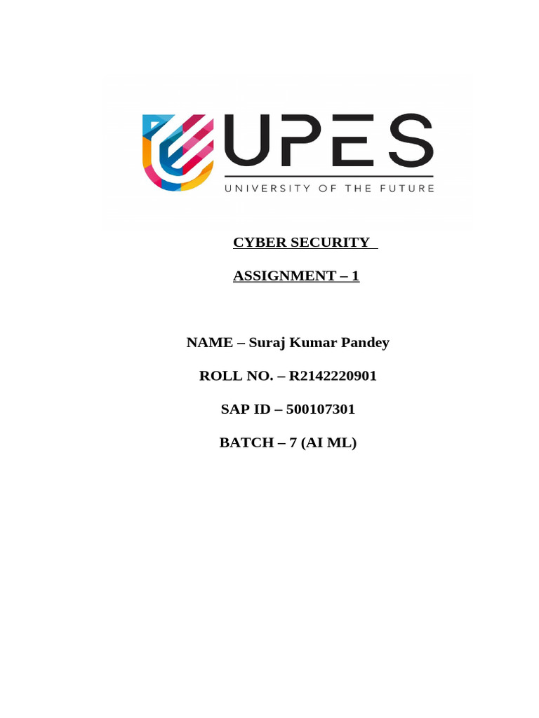 Cyber Security Assignment - 1 | PDF | Security | Computer Security