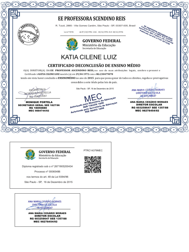 comprovante de escolaridade | PDF