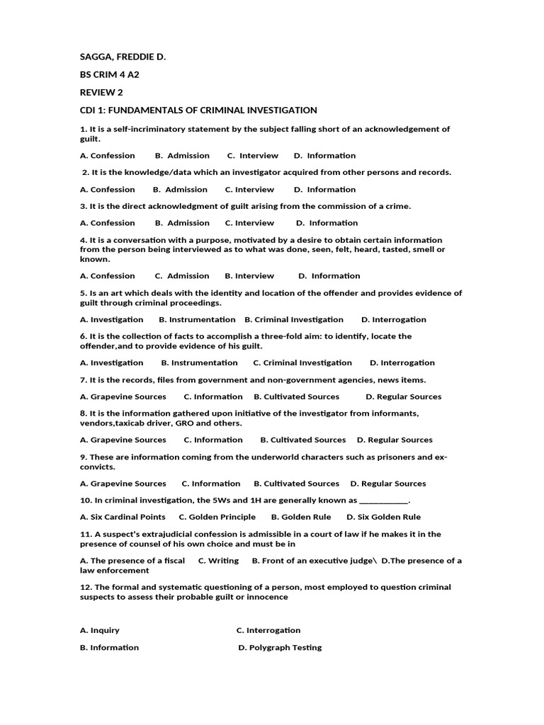 CDI 1 - FUNDAMEN-WPS Office | PDF | Witness | Crime Scene