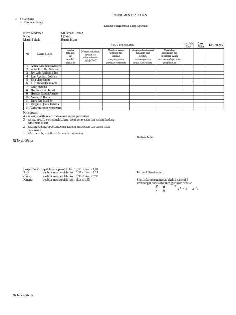 Intrumen Penilaian Upload | PDF
