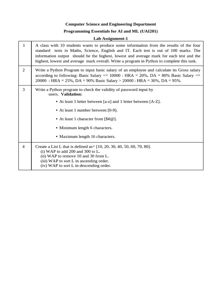 Assignment 1 python programming | PDF